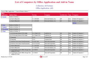 List of Computers by Office Application and Add-in Name - Endpoint Insights Knowledge