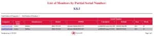 List of Monitors by Partial Serial Number - Endpoint Insights Knowledge