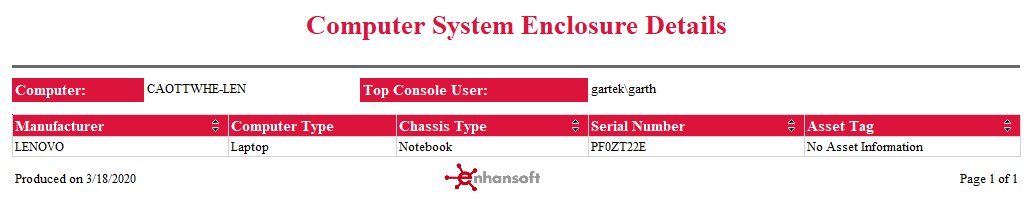 Computer System Enclosure Details - Endpoint Insights Knowledge