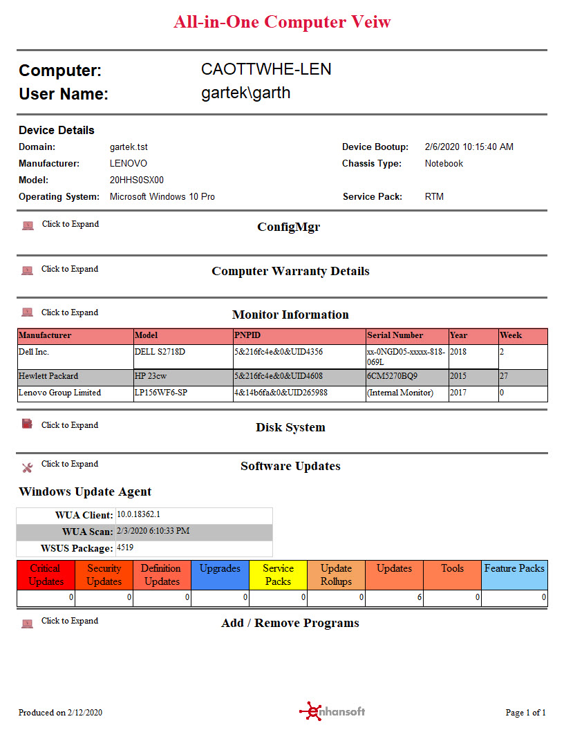 All-in-One Computer View - Endpoint Insights Knowledge
