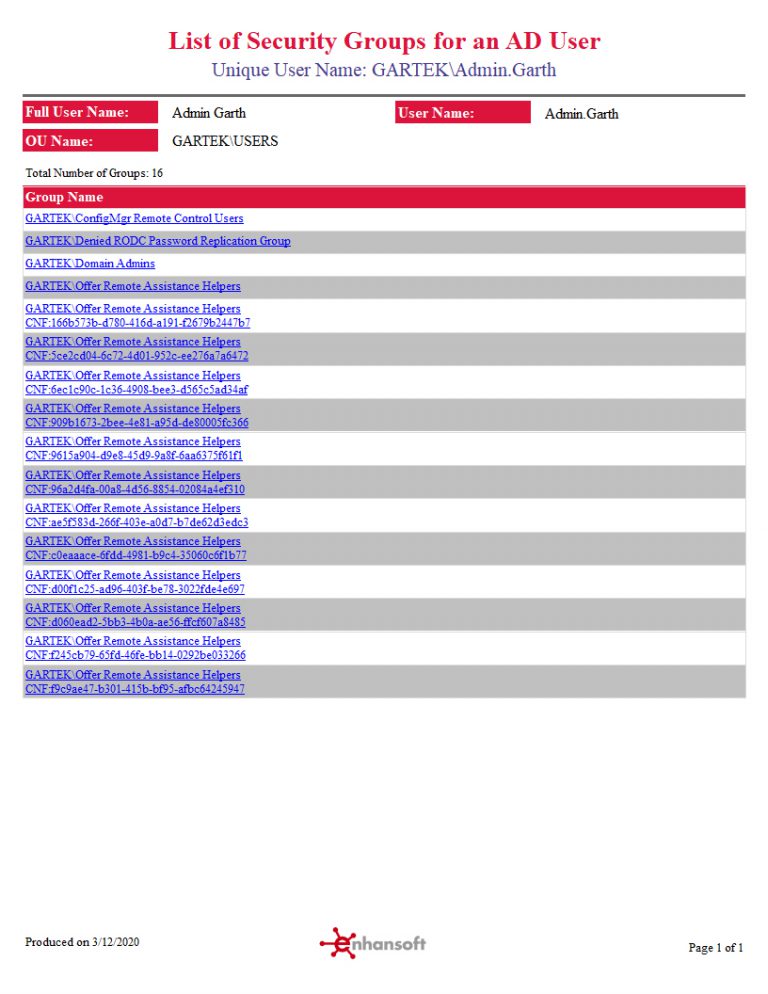 List of Security Groups for an AD User - Endpoint Insights Knowledge