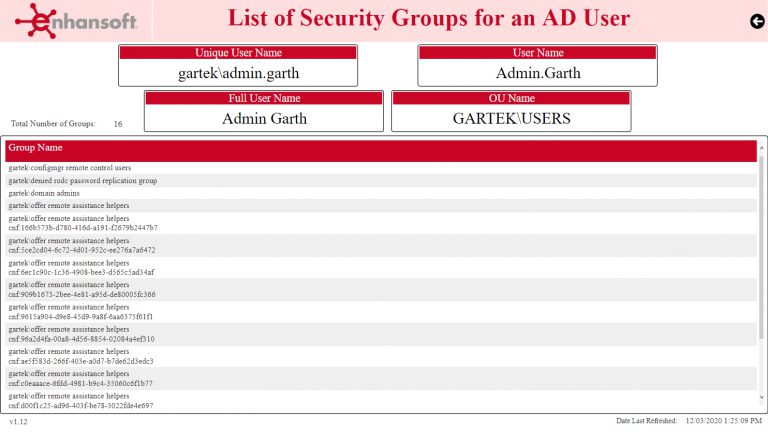 List of Security Groups for an AD User - Endpoint Insights Knowledge