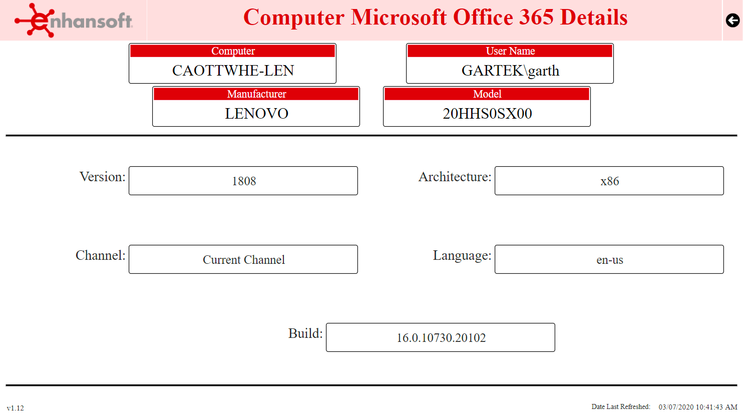 Computer Microsoft Office 365 Details - Endpoint Insights Knowledge